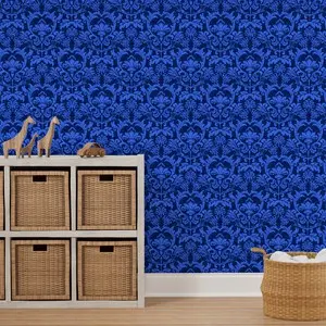 Spoonflower Damask Smaller Scale Floral Brocade Traditional Wallpaper