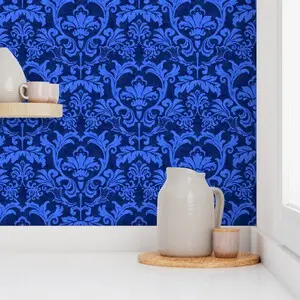 Spoonflower Damask Smaller Scale Floral Brocade Traditional Wallpaper