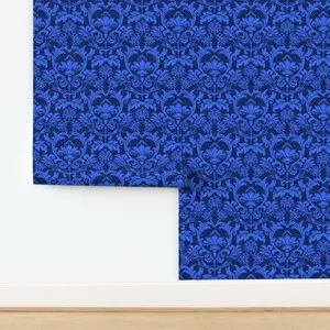 Spoonflower Damask Smaller Scale Floral Brocade Traditional Wallpaper