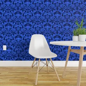 Spoonflower Damask Smaller Scale Floral Brocade Traditional Wallpaper