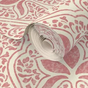 Spoonflower Matchmaker On Pax ~ Rajkumari Batik 100% Natural Sisal Grasscloth Wallcovering - Pink