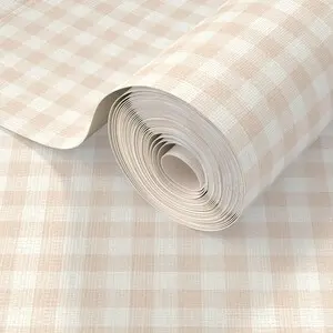 Spoonflower Blush Gingham Plaid 0.5 Inch 100% Natural Sisal Grasscloth Wallcovering - Pink