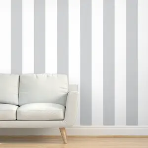 Spoonflower Stripe Light Grey White Lines Traditional Wallpaper