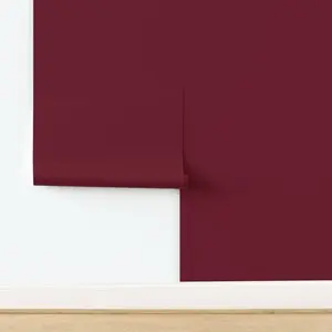 Spoonflower Burgundy Solid Wine Plain Custom Removable Wallpaper - Red