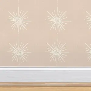 Spoonflower Boho Sunburst Natural On Blush 100% Natural Sisal Grasscloth Wallcovering