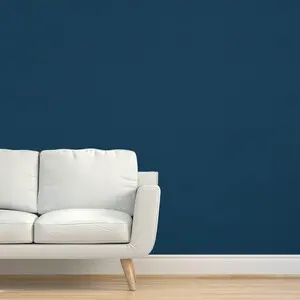Spoonflower Solid Deep Sea Dark 100% Natural Sisal Grasscloth Wallcovering - Blue