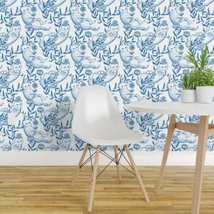 Spoonflower Toile Cats Custom Pre-pasted Wallpaper