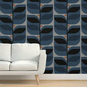 Spoonflower Mid Century Tropical Leaves Medium Large Scale 100% Natural Sisal Grasscloth Wallcovering