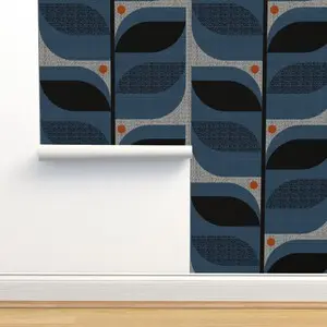 Spoonflower Mid Century Tropical Leaves Medium Large Scale 100% Natural Sisal Grasscloth Wallcovering