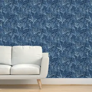 Spoonflower Plant Pattern 100% Natural Sisal Grasscloth Wallcovering