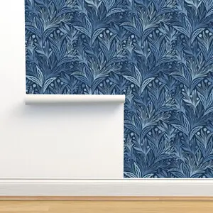 Spoonflower Plant Pattern 100% Natural Sisal Grasscloth Wallcovering