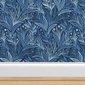 Spoonflower Plant Pattern 100% Natural Sisal Grasscloth Wallcovering