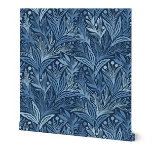 Spoonflower Plant Pattern 100% Natural Sisal Grasscloth Wallcovering