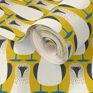 Spoonflower Footed Boobies 100% Natural Sisal Grasscloth Wallcovering