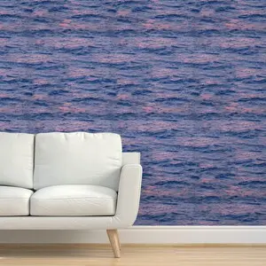 Spoonflower Sunset On Ocean Waves Custom Pre-pasted Wallpaper