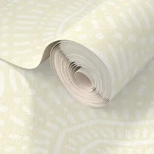 Spoonflower Boho Dotted Doily Crochet 100% Natural Sisal Grasscloth Wallcovering - White