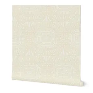 Spoonflower Boho Dotted Doily Crochet 100% Natural Sisal Grasscloth Wallcovering
