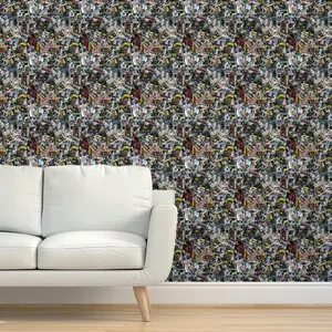 Spoonflower Vintage Horror Comic Book Terror Fright Custom Pre-pasted Wallpaper