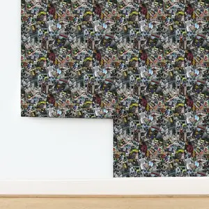 Spoonflower Vintage Horror Comic Book Terror Fright Custom Pre-pasted Wallpaper