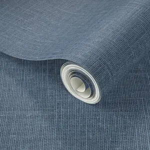 Spoonflower Bluefin Slubby Look Custom Pre-pasted Wallpaper - Blue