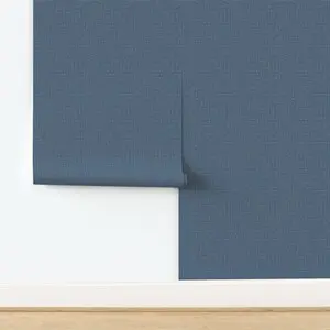 Spoonflower Bluefin Slubby Look Custom Pre-pasted Wallpaper - Blue