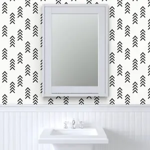 Spoonflower Arrow Stripes Mudcloth Trendy Head Baby Bohemian Custom Pre-pasted Wallpaper - Gray