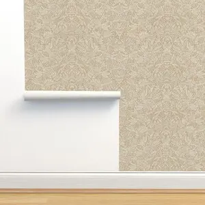 Spoonflower Mimose Texture In Large 100% Natural Sisal Grasscloth Wallcovering - Beige