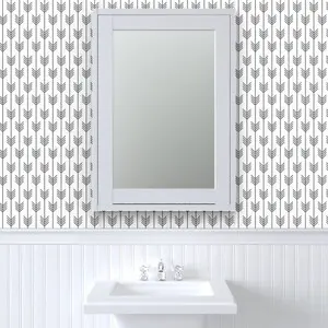 Spoonflower Black Gray Geometric Arrows Traditional Wallpaper