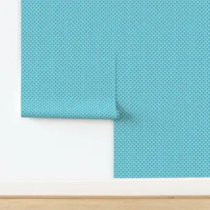 Spoonflower Scalloped Scallop Escallop Cool Colors Custom Pre-pasted Wallpaper - Blue