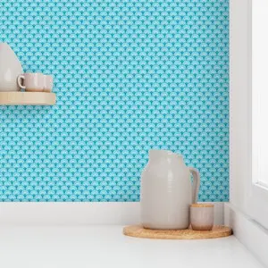 Spoonflower Scalloped Scallop Escallop Cool Colors Custom Pre-pasted Wallpaper - Blue