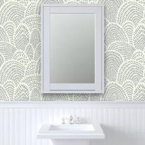 Spoonflower White Cream Grey Dots Abstract Elegant Subtle Custom Removable Wallpaper - Green,gray