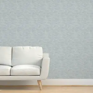 Spoonflower Water Abstract Beach Waves Sea Ocean Wave Custom Pre-pasted Wallpaper - Blue