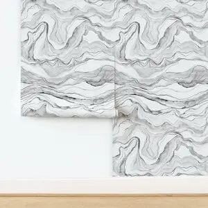 Spoonflower Marble Marbled Stone Texture Grey Marble Marbled Custom Pre-pasted Wallpaper