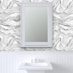 Spoonflower Marble Marbled Stone Texture Grey Marble Marbled Custom Pre-pasted Wallpaper