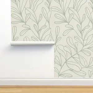 Spoonflower Botanic Sage 100% Natural Sisal Grasscloth Wallcovering