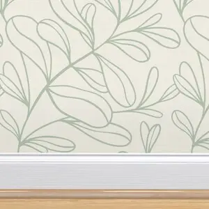 Spoonflower Botanic Sage 100% Natural Sisal Grasscloth Wallcovering