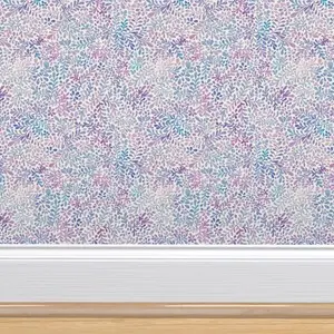 Spoonflower Watercolour Floral Small 100% Natural Sisal Grasscloth Wallcovering