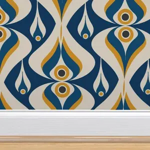 Spoonflower Mid Modern 2 Ocean Large 100% Natural Sisal Grasscloth Wallcovering