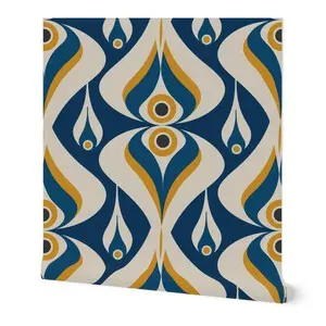 Spoonflower Mid Modern 2 Ocean Large 100% Natural Sisal Grasscloth Wallcovering