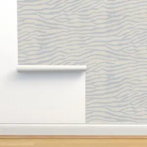 Spoonflower Water Stripes Zebra Waves Nursery Large Scale 100% Natural Sisal Grasscloth Wallcovering