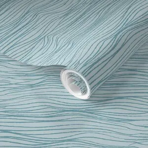 Spoonflower Sea Water Waves Calm Summer Ocean Serene Traditional Wallpaper - Blue