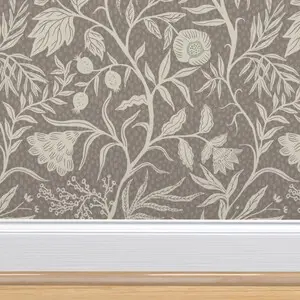 Spoonflower Brenna Brown Grey 100% Natural Sisal Grasscloth Wallcovering - Brown,gray,beige