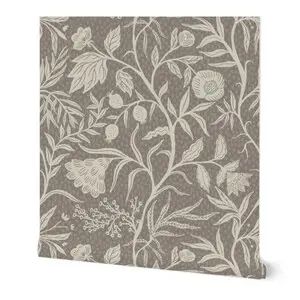 Spoonflower Brenna Brown Grey 100% Natural Sisal Grasscloth Wallcovering - Brown,gray,beige