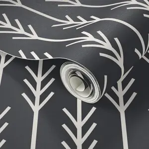 Spoonflower Grey Geometric Geo Tribal Custom Pre-pasted Wallpaper - Gray,white