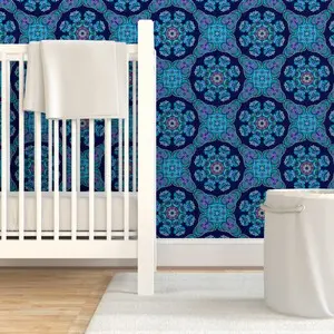 Spoonflower Geometric Cool Abstract Dark Kaleidoscope Traditional Wallpaper