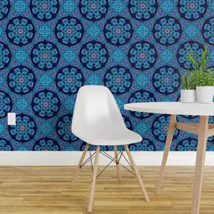 Spoonflower Geometric Cool Abstract Dark Kaleidoscope Traditional Wallpaper