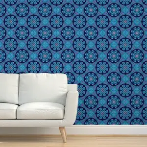 Spoonflower Geometric Cool Abstract Dark Kaleidoscope Traditional Wallpaper