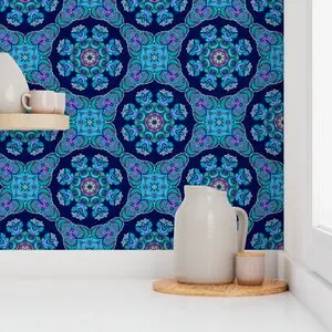 Spoonflower Geometric Cool Abstract Dark Kaleidoscope Traditional Wallpaper