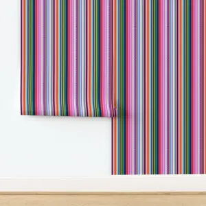 Spoonflower Multicolor Mexican Inspired Stripe Cinco Custom Removable Wallpaper