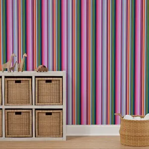 Spoonflower Multicolor Mexican Inspired Stripe Cinco Custom Removable Wallpaper